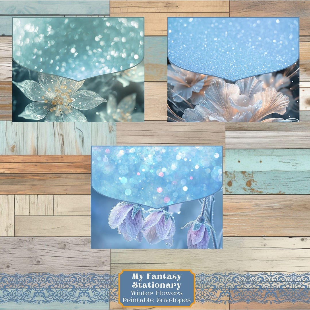 Winter Flowers Printable Envelopes, Digital Printable Junk Journal ...