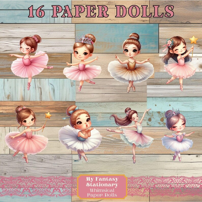 Ballerina Girls Printable Paper Dolls, 16 Printable Cutouts, Junk ...