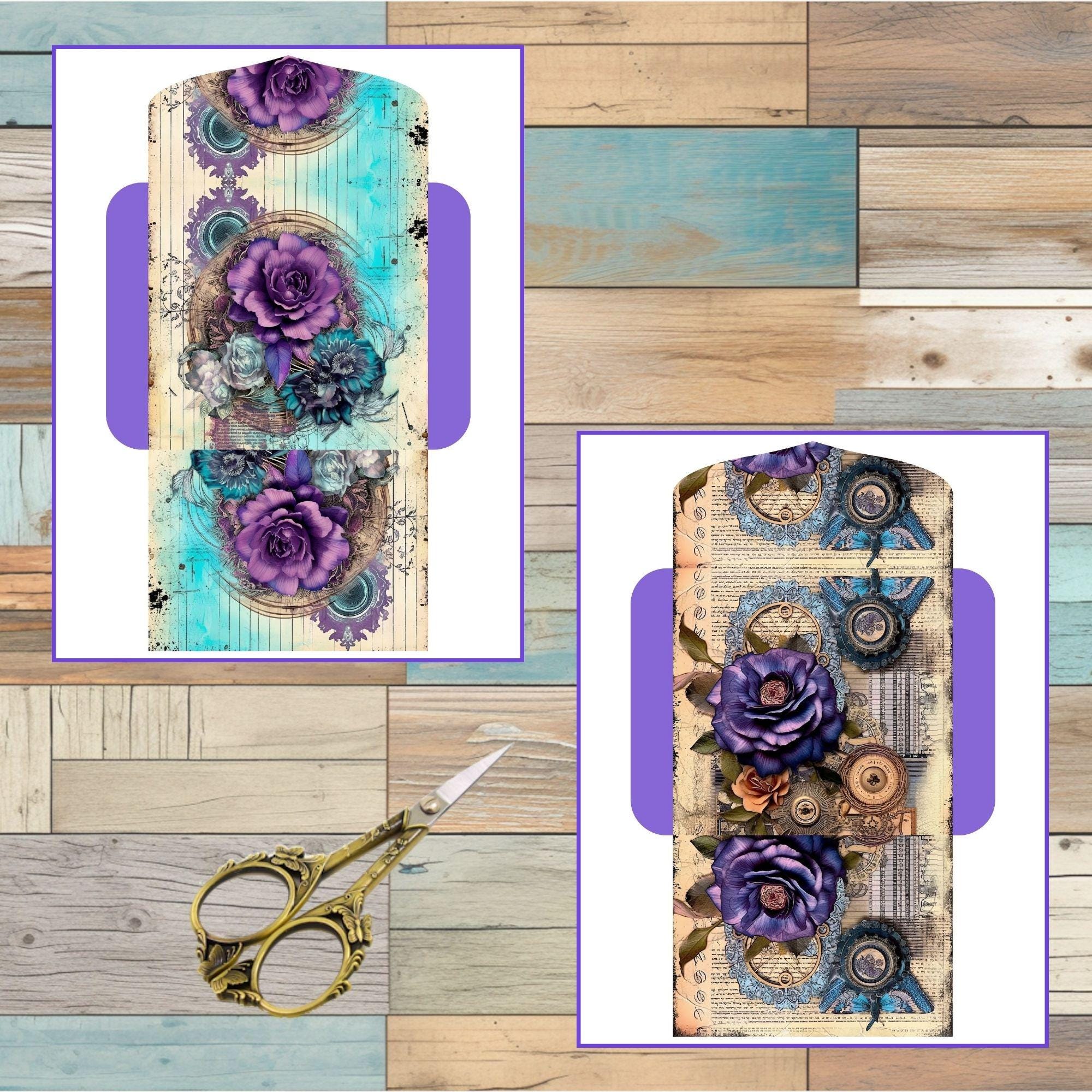Purple Flowers Printable Envelopes, Junk Journal Stationery (PDF) - Etsy