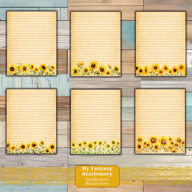 Sunflower Printable Stationery, Floral Letter Writing Paper (PDF) - Etsy