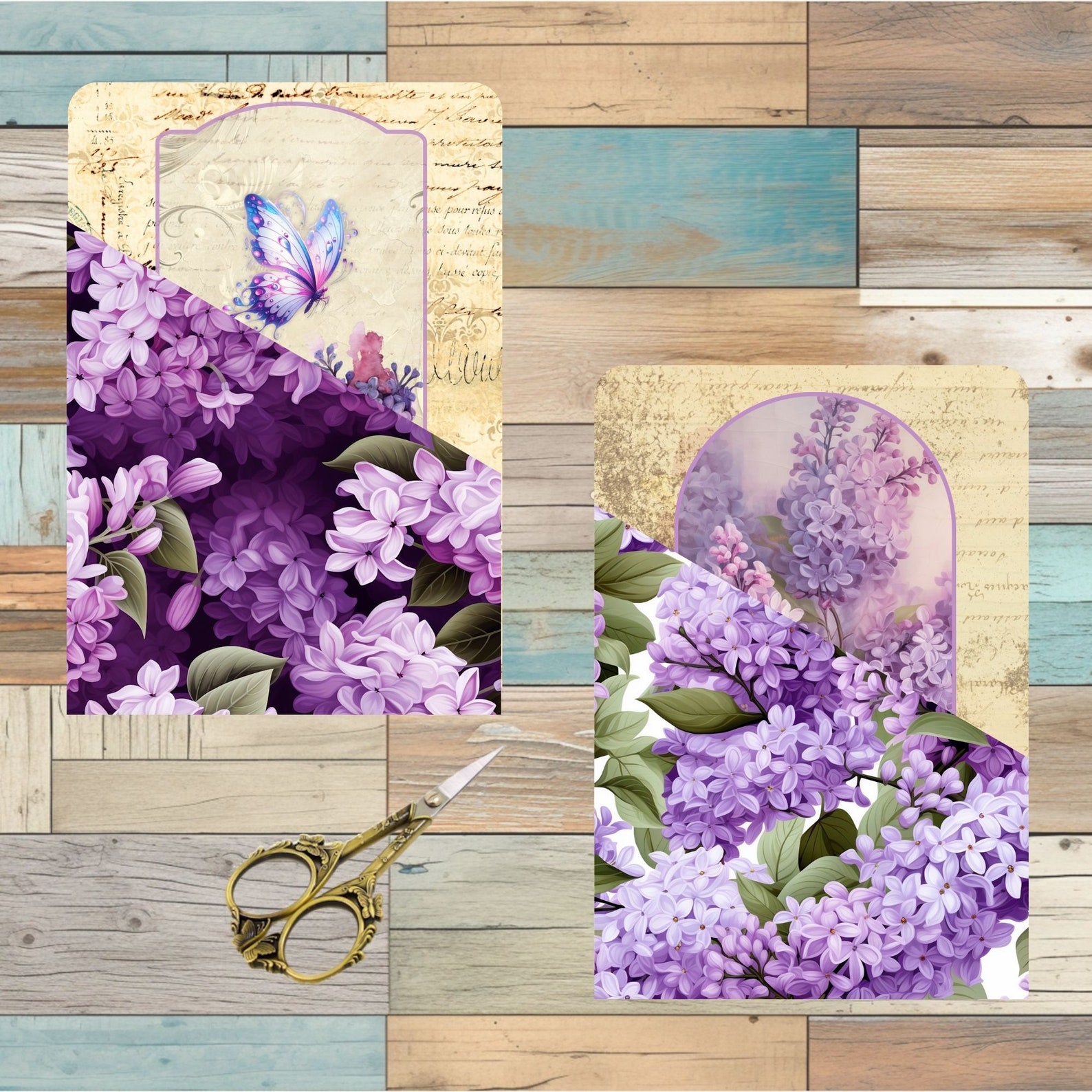 Lilac Printable Pockets and Tags, Junk Journal Ephemera, Loaded Pocket ...