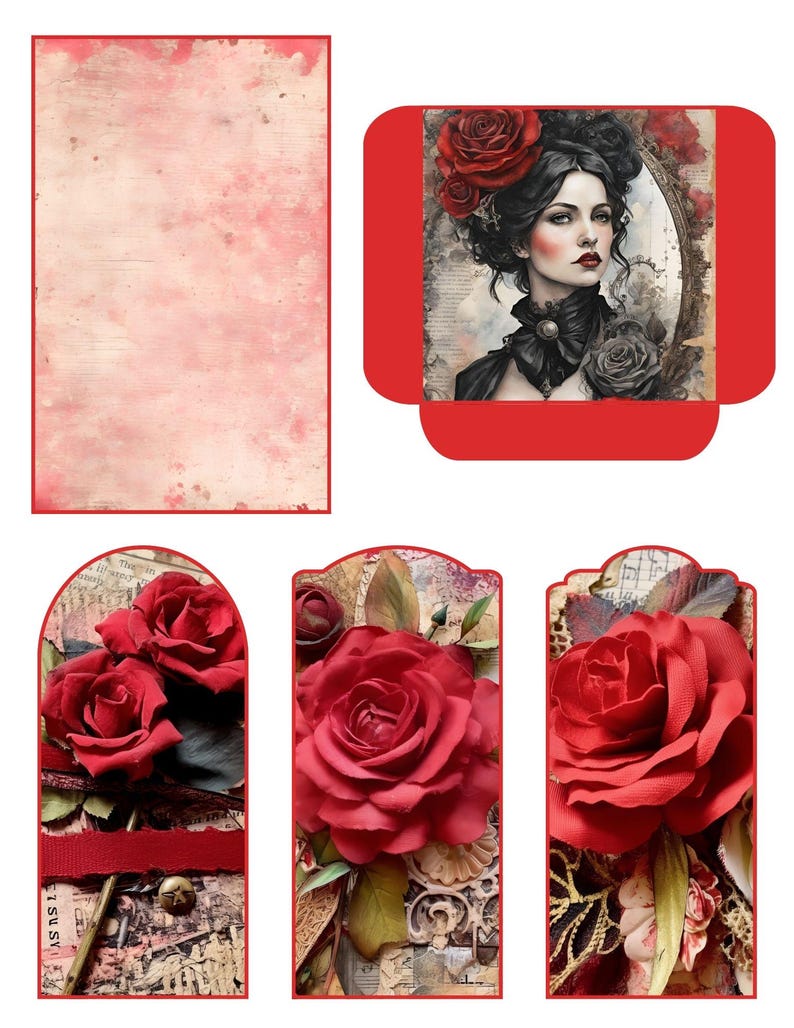 Victorian Women Printable Pockets and Tags, Loaded Pocket Tags, Junk ...