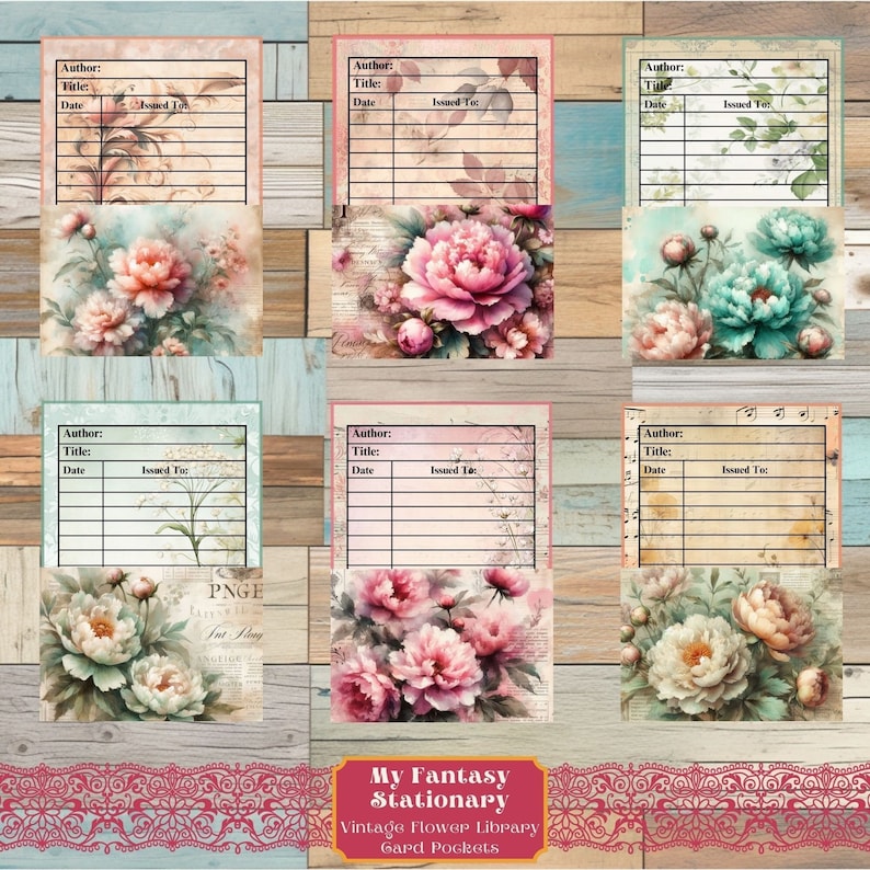 Library Pockets & Cards, Loaded Pocket Tags, Ephemera, Junk Journal ...