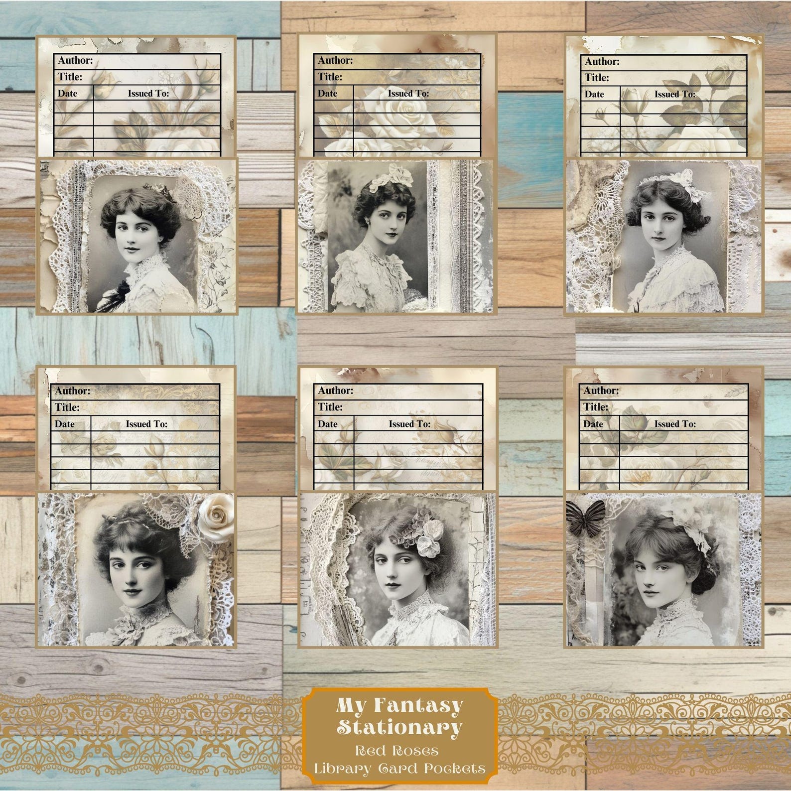 Victorian Women Printable Pockets and Tags, Junk Journal Ephemera (PDF ...