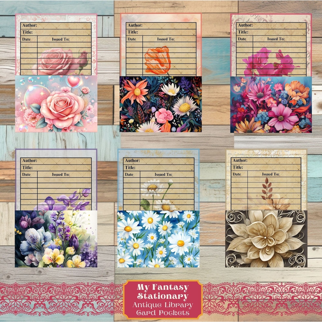 Library Pockets & Cards, Loaded Pocket Tags, Ephemera, Junk Journal ...