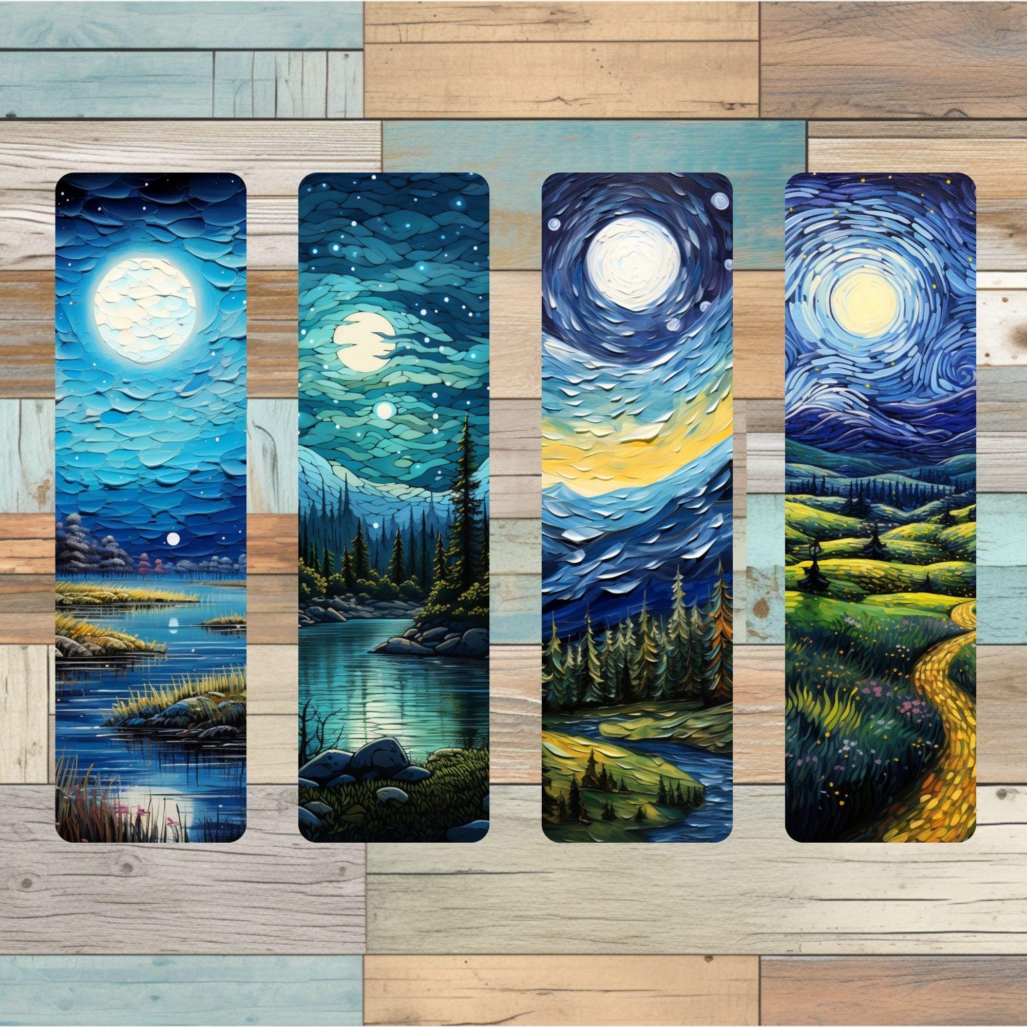 Starry Night Printable Bookmarks, Junk Journal Bookmarks, Book Lovers ...