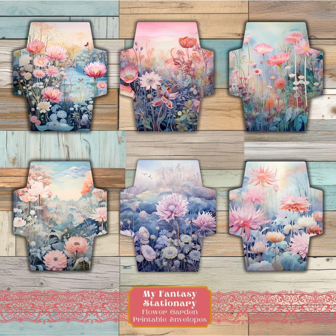 Flower Garden Printable Envelopes, Digital Printable Junk Journals ...
