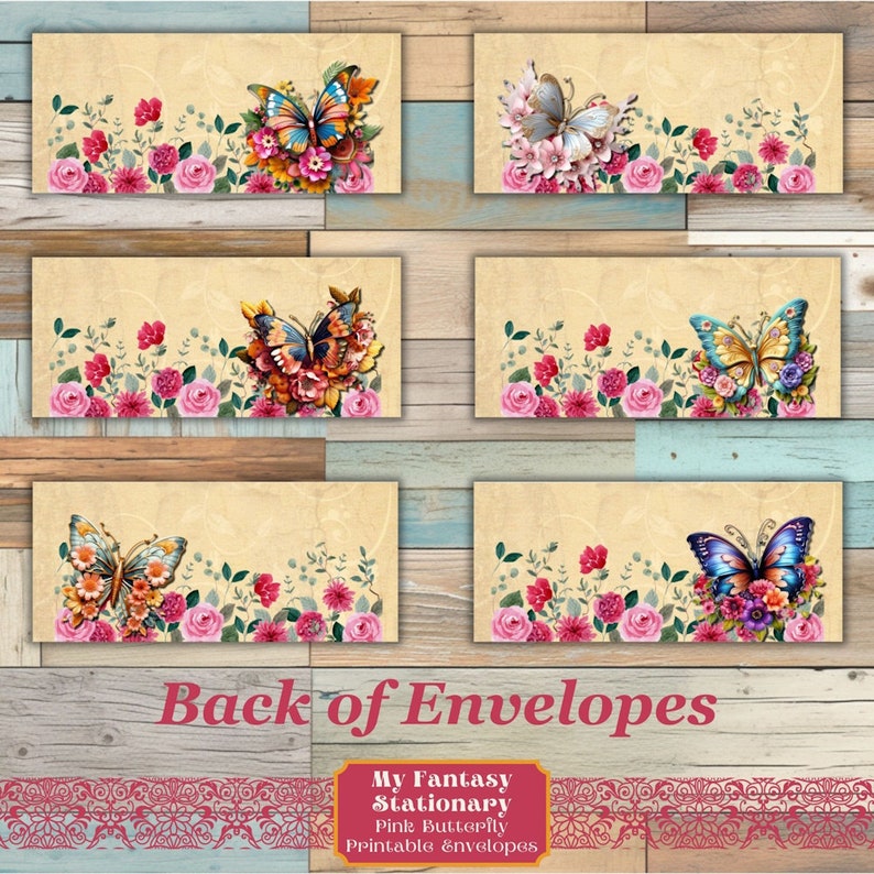 Pink Butterfly Printable Envelopes, Digital Printable Junk Journal ...