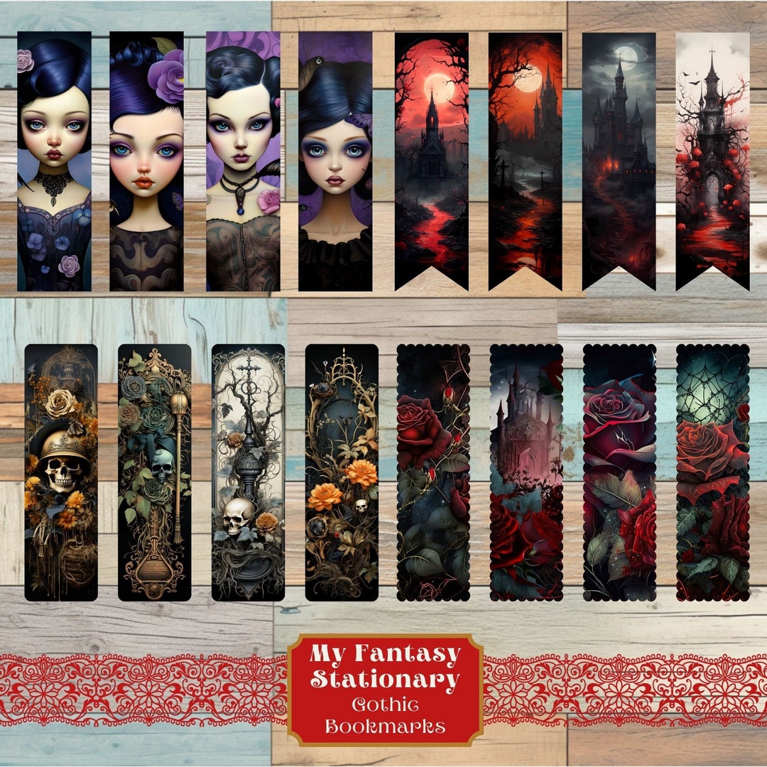 Gothic Printable Bookmarks, Junk Journal Bookmarks, Book Lover Gift ...
