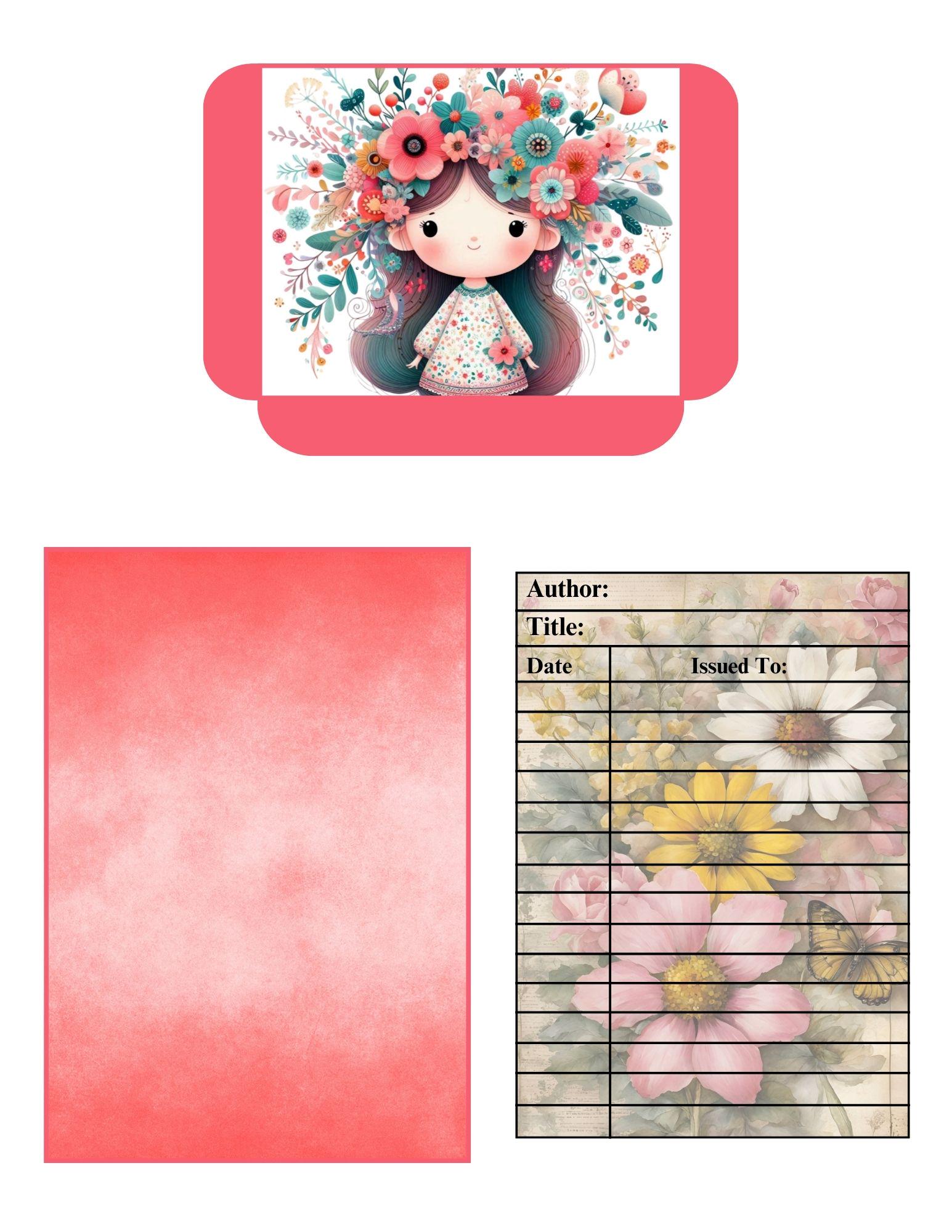 Flower Girls Library Pockets & Cards, Loaded Pocket Tags, Vintage ...