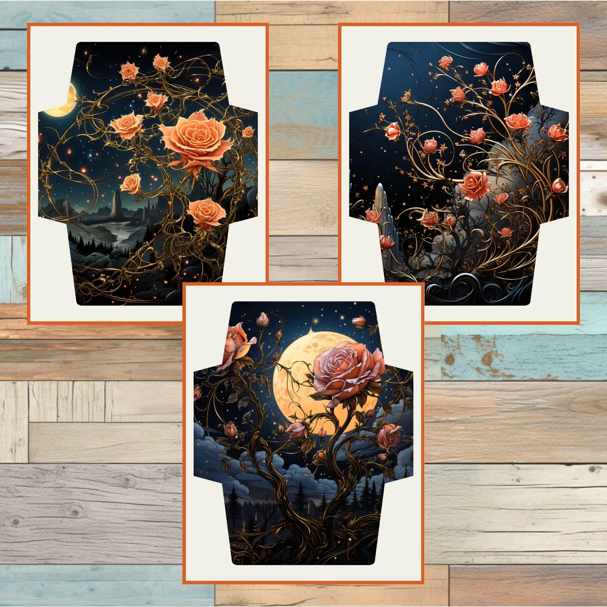 Celestial Roses Printable Envelopes, Junk Journal Embellishments ...