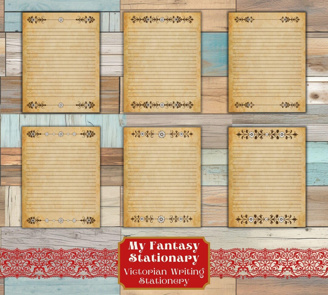 Victorian Lined Stationery, Printable Writing Paper (PDF Files) - Etsy