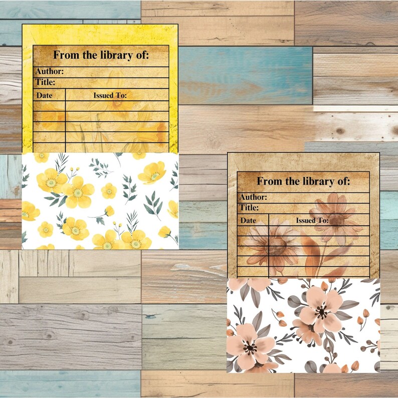 Vintage Library Card Pockets, Floral Ephemera (digital Download) - Etsy