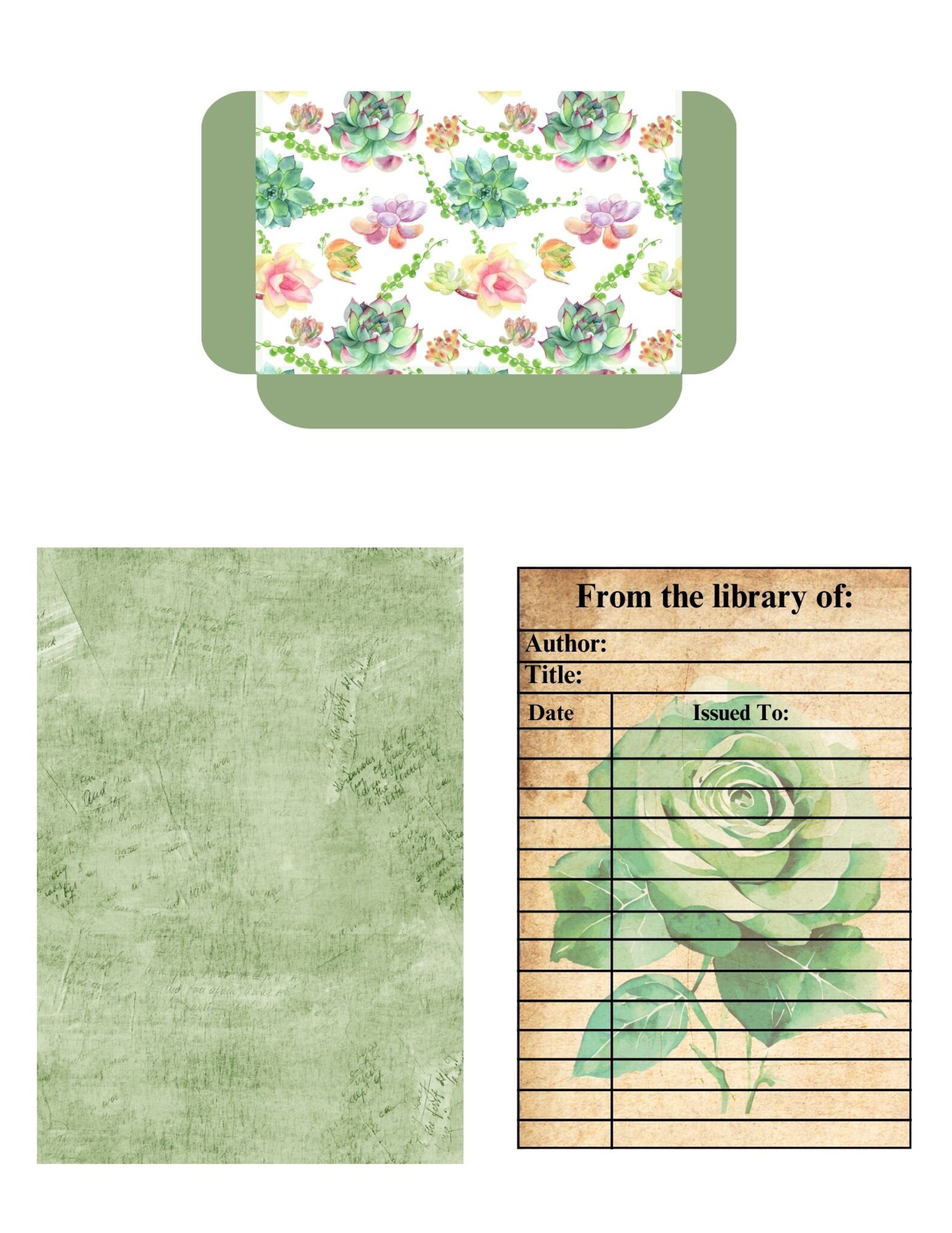 Vintage Library Card Pockets, Floral Ephemera (digital Download) - Etsy