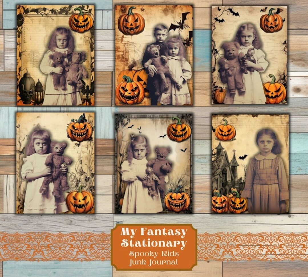 Spooky Kids Junk Journal Digital Paper, 6 Digital Journal Pages ...
