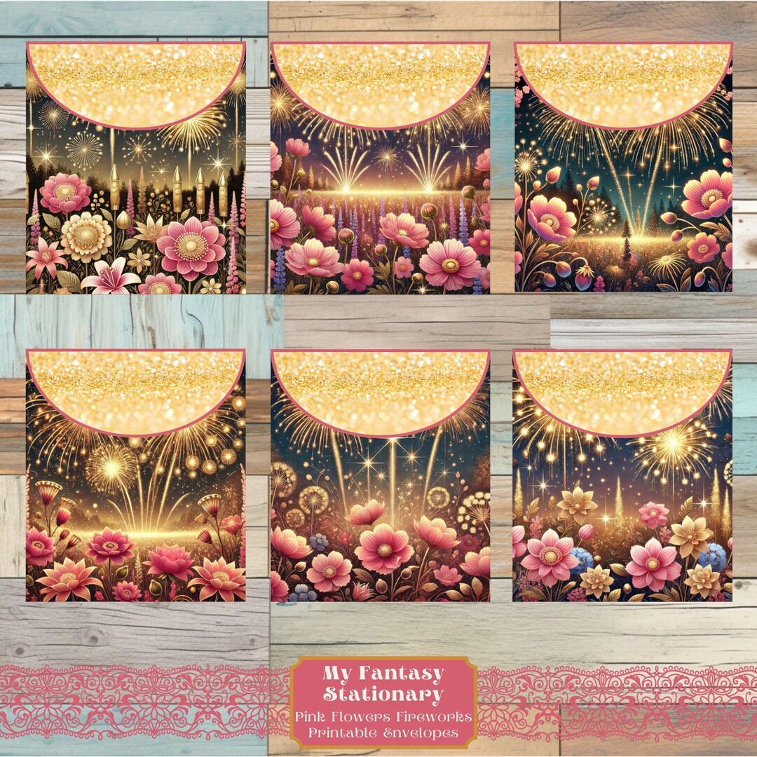 Pink Flowers Printable Envelopes, Floral Stationery (digital Download ...