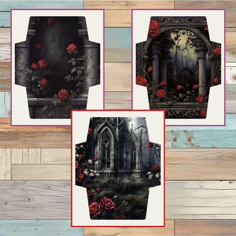 Gothic Red Roses Printable Envelopes, Digital Printable Junk Journals ...