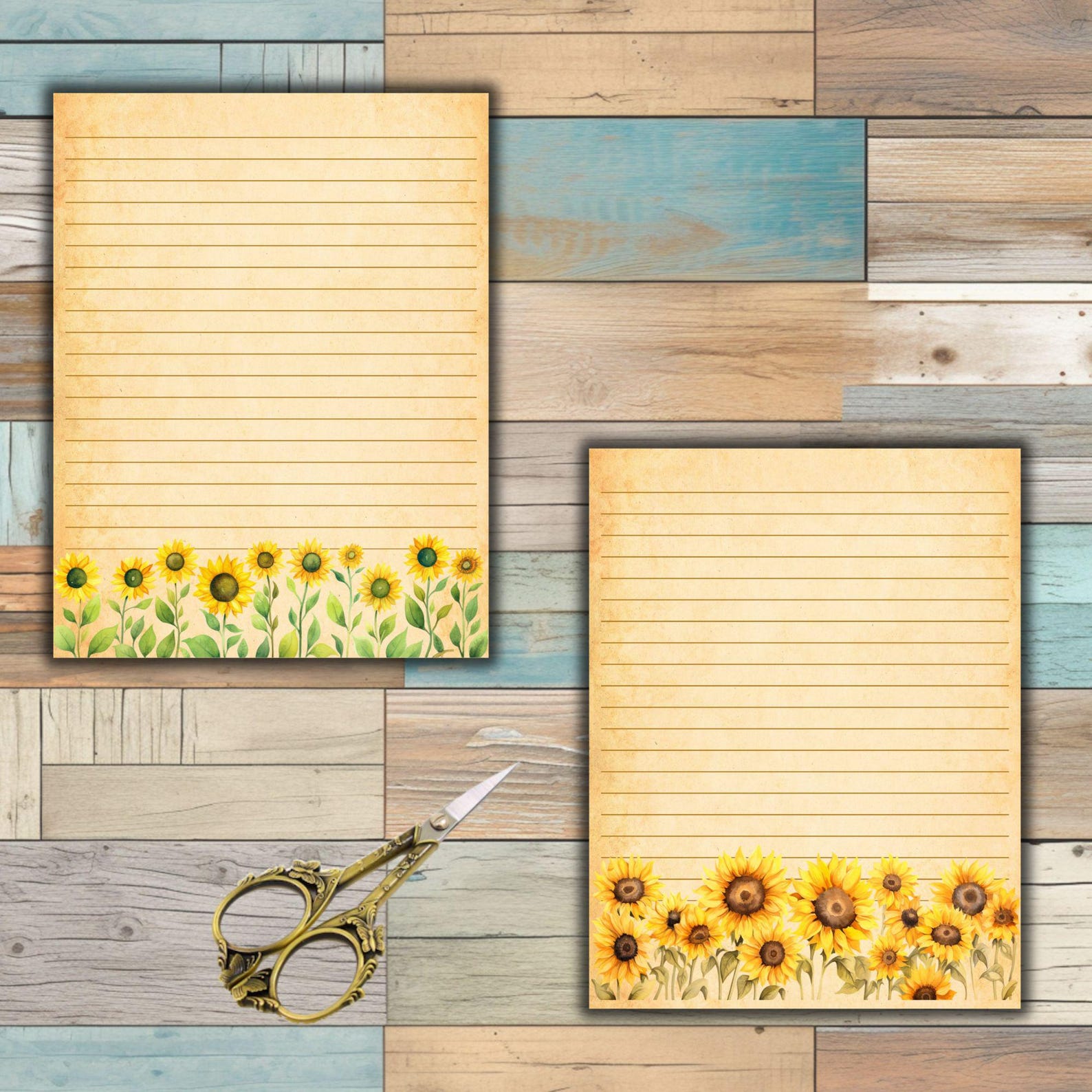 Sunflower Printable Stationery, Floral Letter Writing Paper (PDF) - Etsy