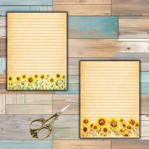 Sunflower Printable Stationery, Floral Letter Writing Paper (PDF) - Etsy