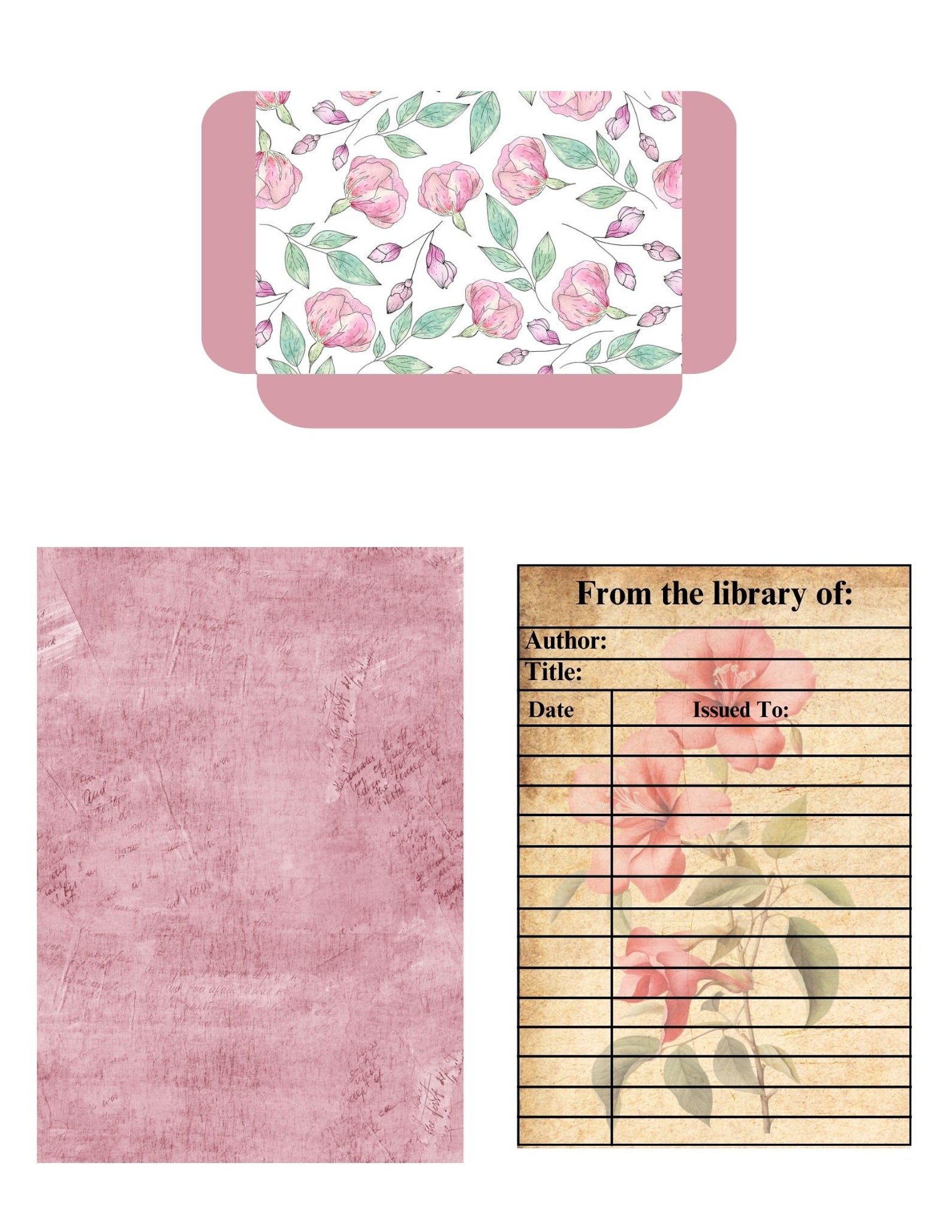 Vintage Library Card Pockets, Floral Ephemera (digital Download) - Etsy