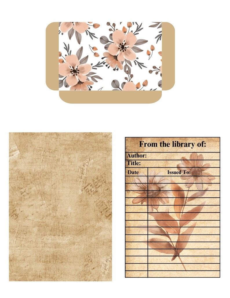 Vintage Library Card Pockets, Floral Ephemera (digital Download) - Etsy