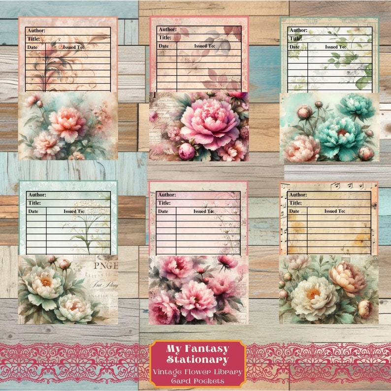 Library Pockets & Cards, Loaded Pocket Tags, Ephemera, Junk Journal Pockets, Embellishments ...