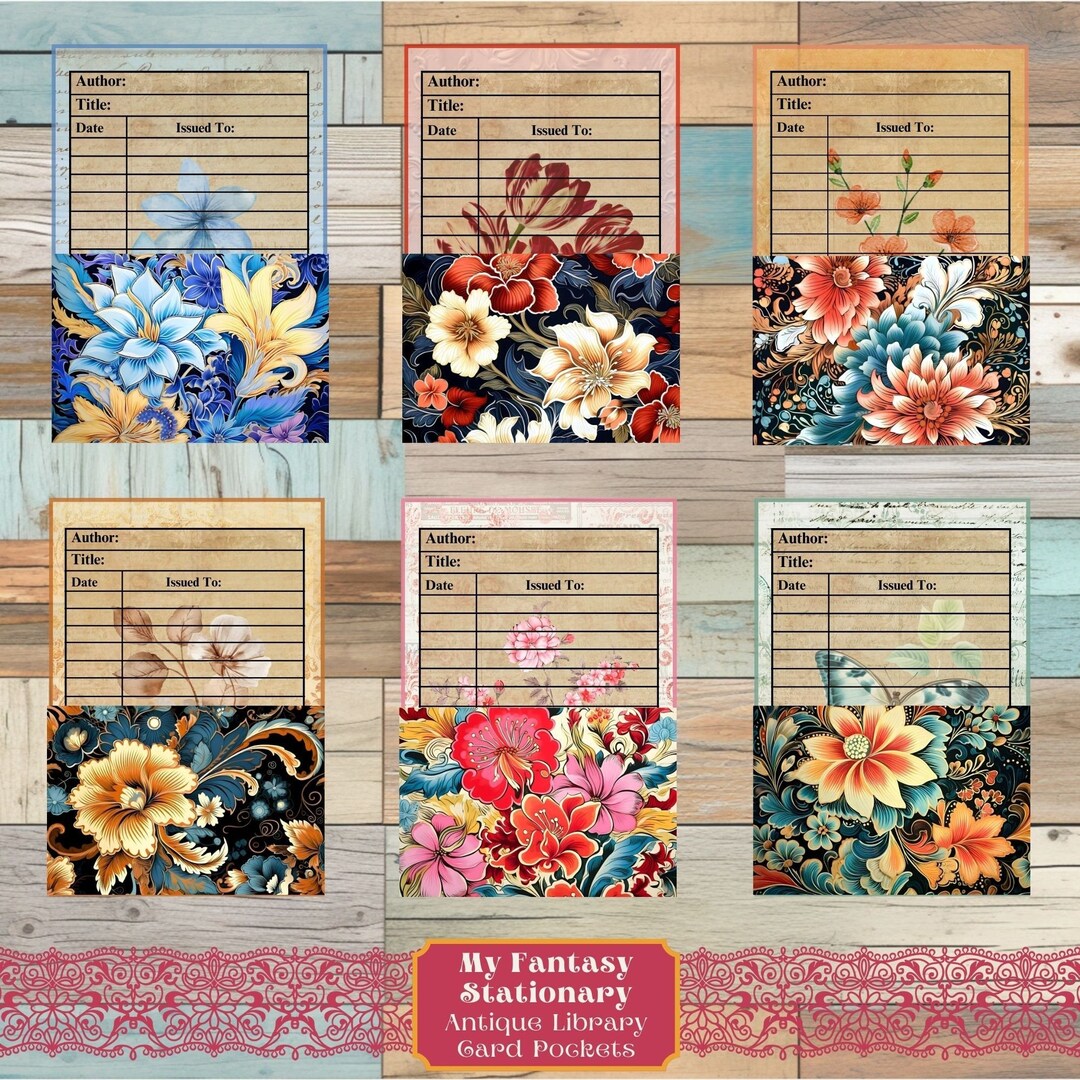 Library Pockets & Cards, Loaded Pocket Tags, Ephemera, Junk Journal ...
