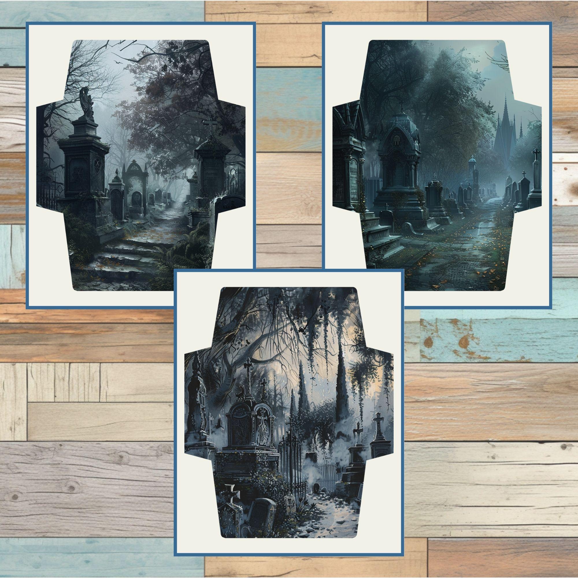 Victorian Cemetery Printable Envelopes, Gothic Stationery Kit (digital ...