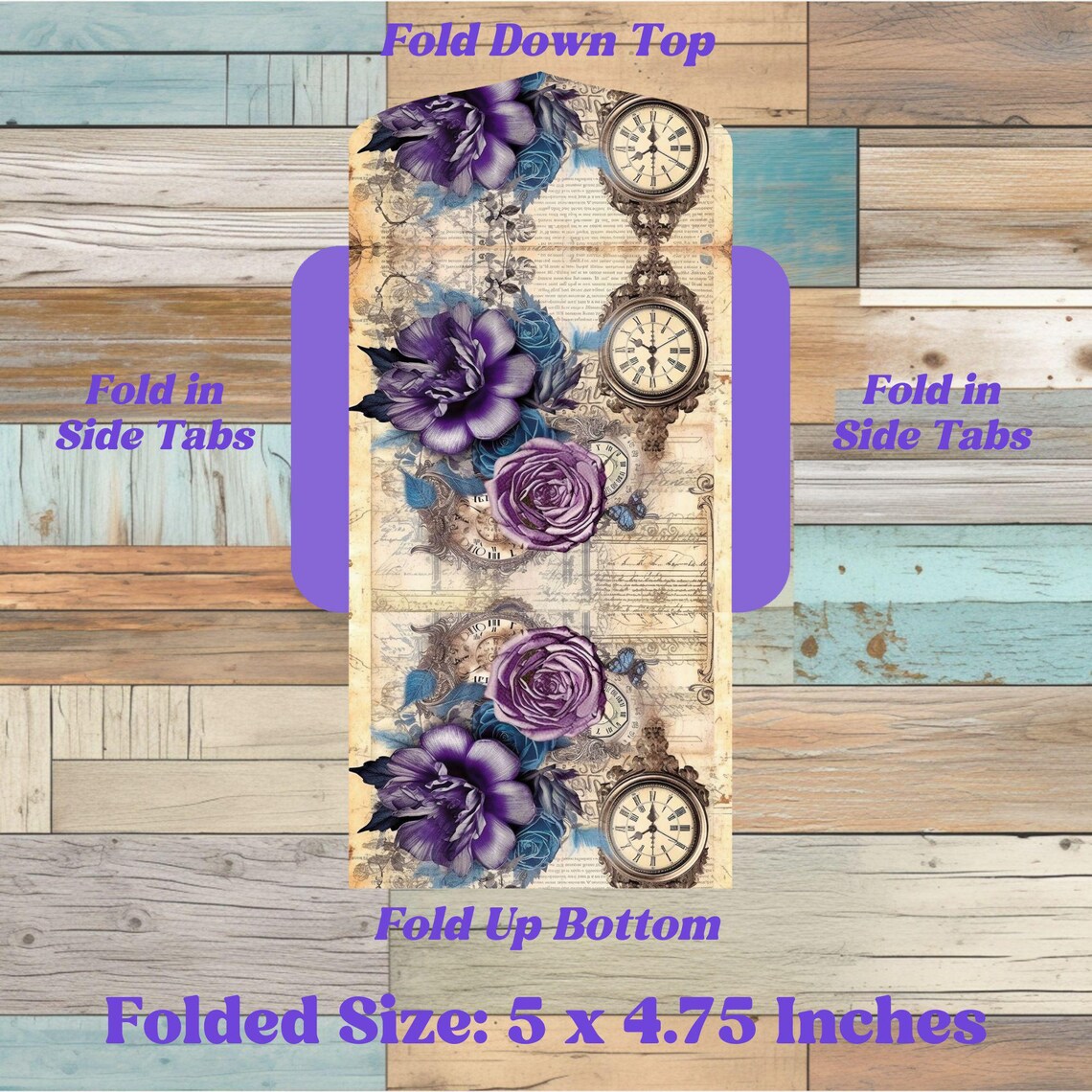 Purple Flowers Printable Envelopes, Junk Journal Stationery (PDF) - Etsy