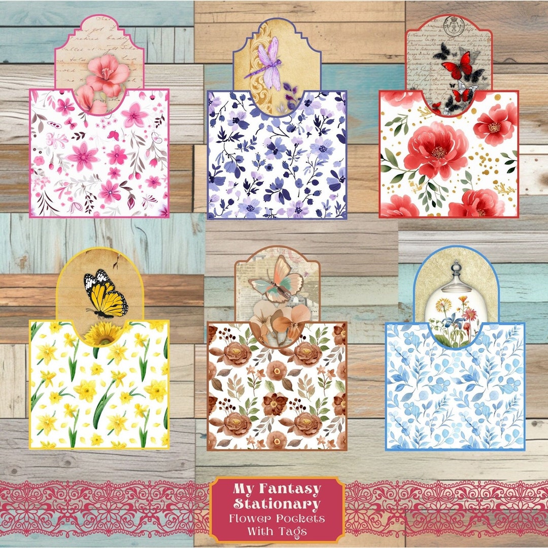 Printable Pockets and Tags, Junk Journal Ephemera, Loaded Pocket Tags ...