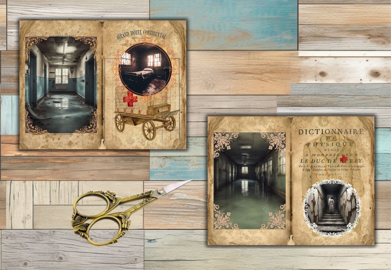Haunted Asylum Junk Journal Digital Paper, 6 Digital Journal Pages ...