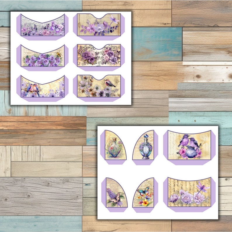 Purple Flowers Junk Journal, Mix & Match Pockets, Printable Ephemera ...