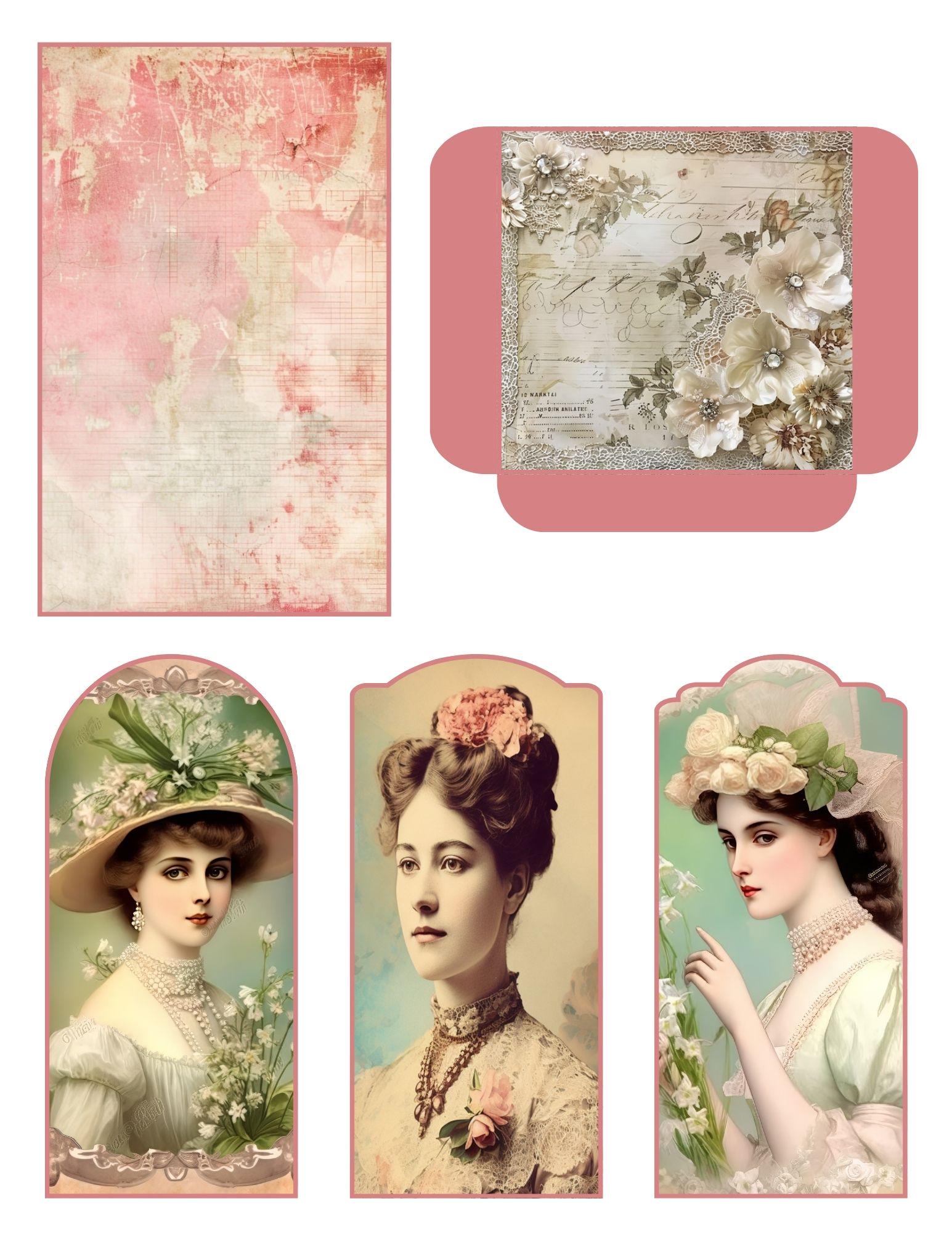 Victorian Women Printable Pockets and Tags, Junk Journal Ephemera ...