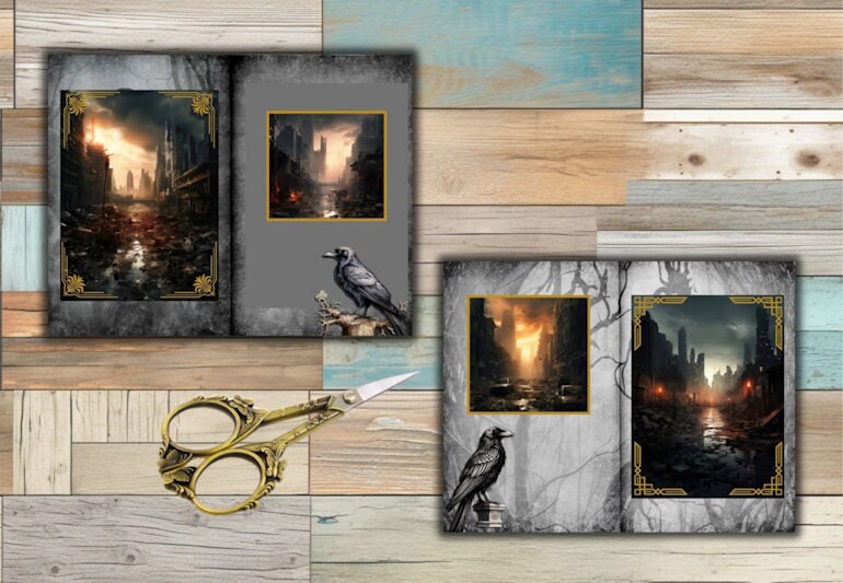 Apocalyptic City Junk Journal Digital Paper, 6 Digital Journal Pages ...