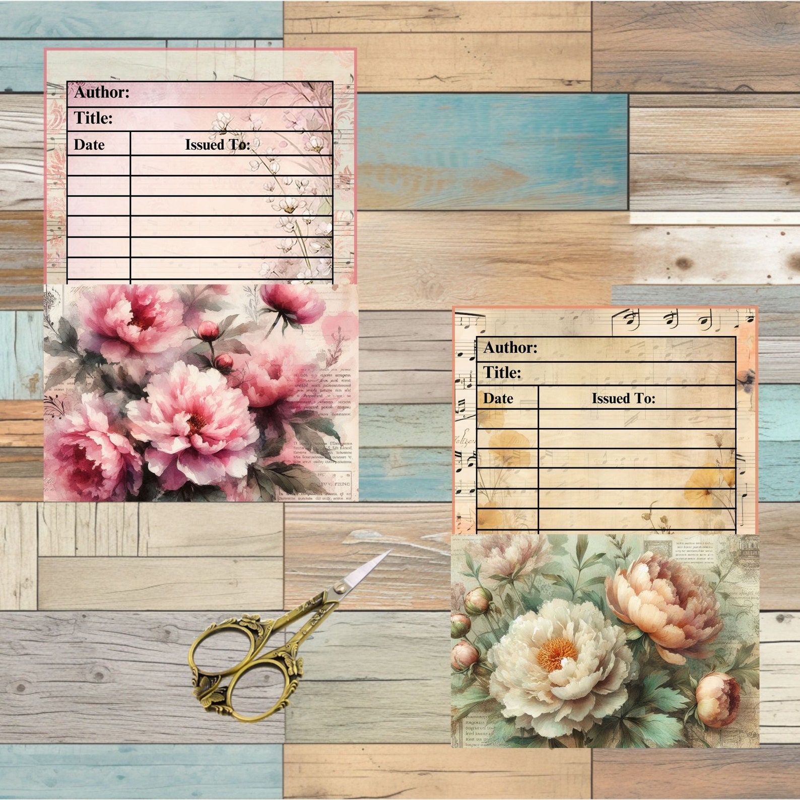 Library Pockets & Cards, Loaded Pocket Tags, Ephemera, Junk Journal ...