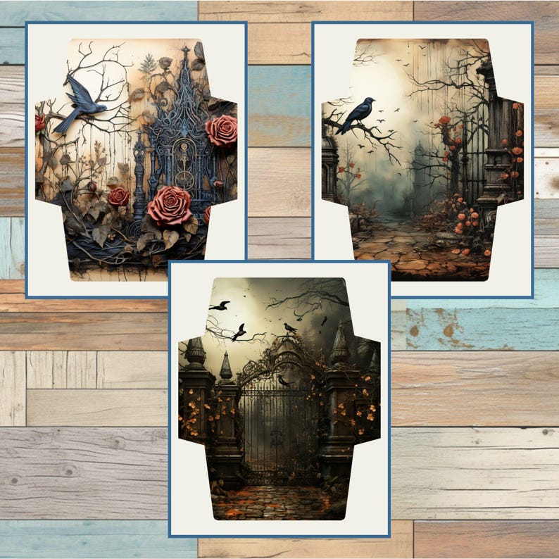 Gothic Gardens Printable Envelopes, Digital Printable Junk Journals ...