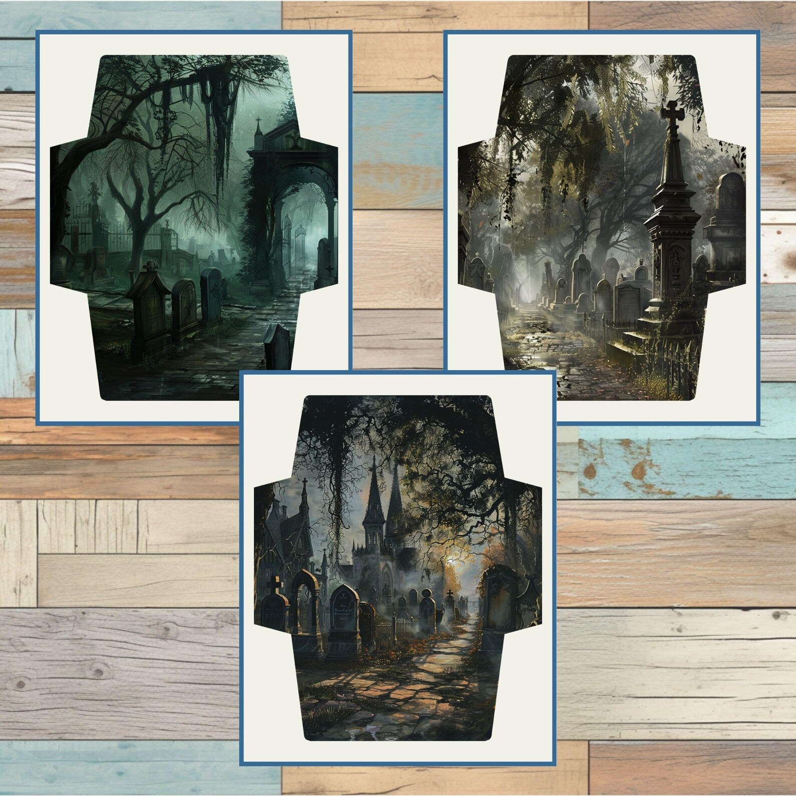 Victorian Cemetery Printable Envelopes, Gothic Stationery Kit (digital ...