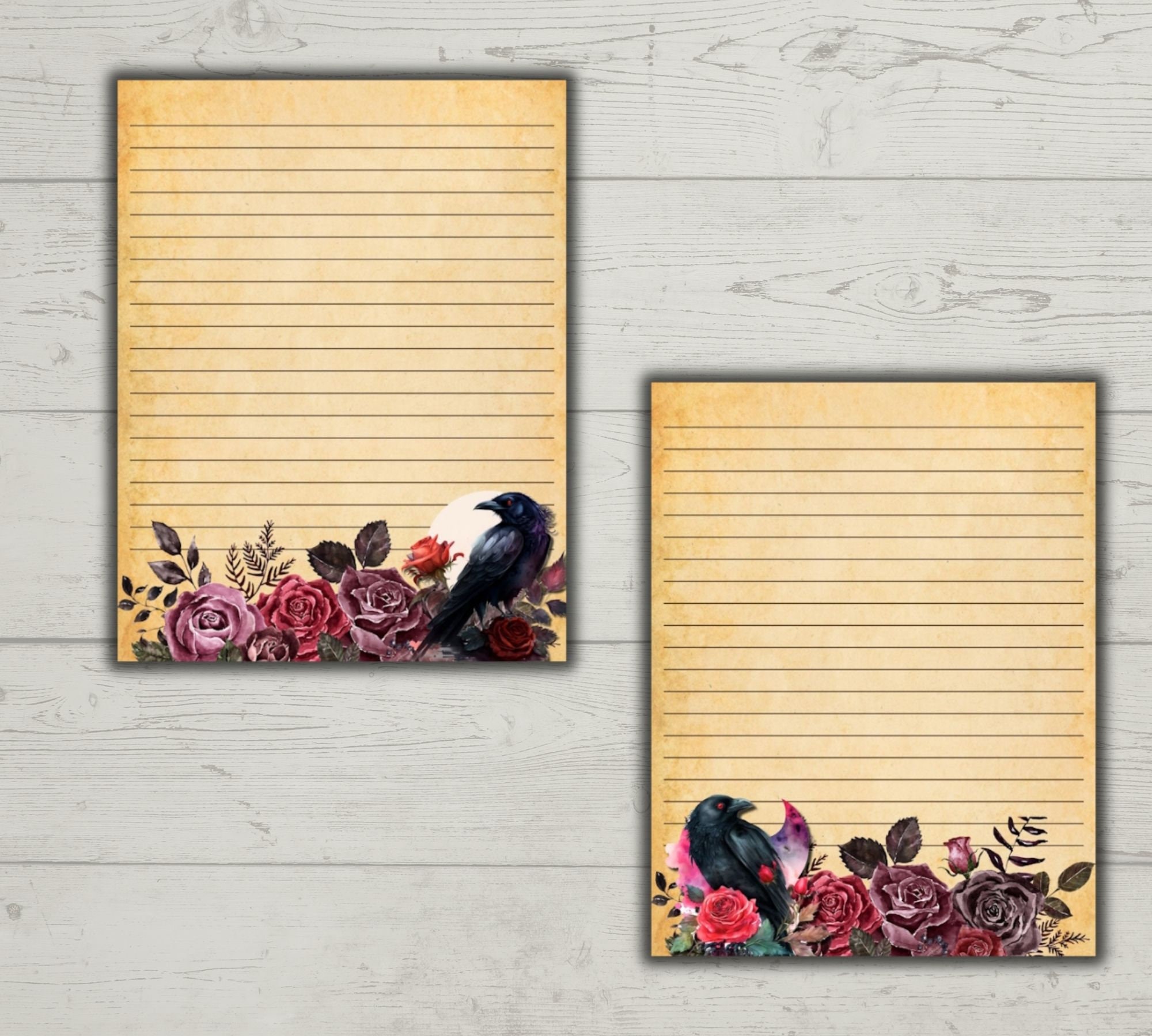 Black Raven Vintage Stationery, Vintage Printable Stationary, Gothic ...