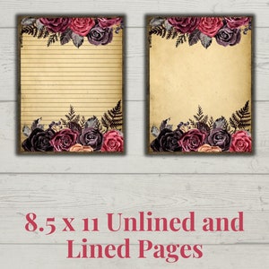 Red Roses Printable Stationery, Writer's Gift, Victorian Lined ...