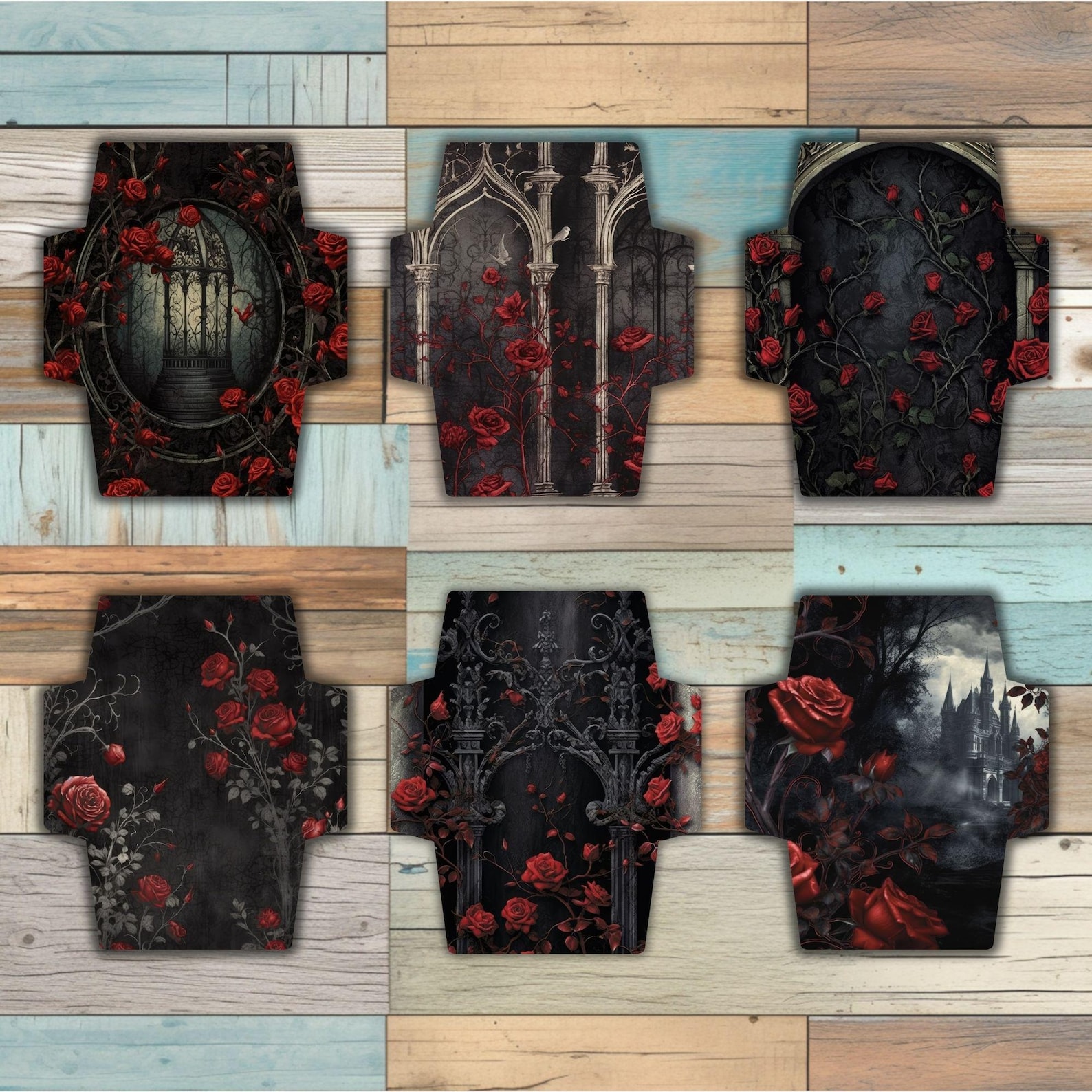 Gothic Red Roses Printable Envelopes, Digital Printable Junk Journals ...