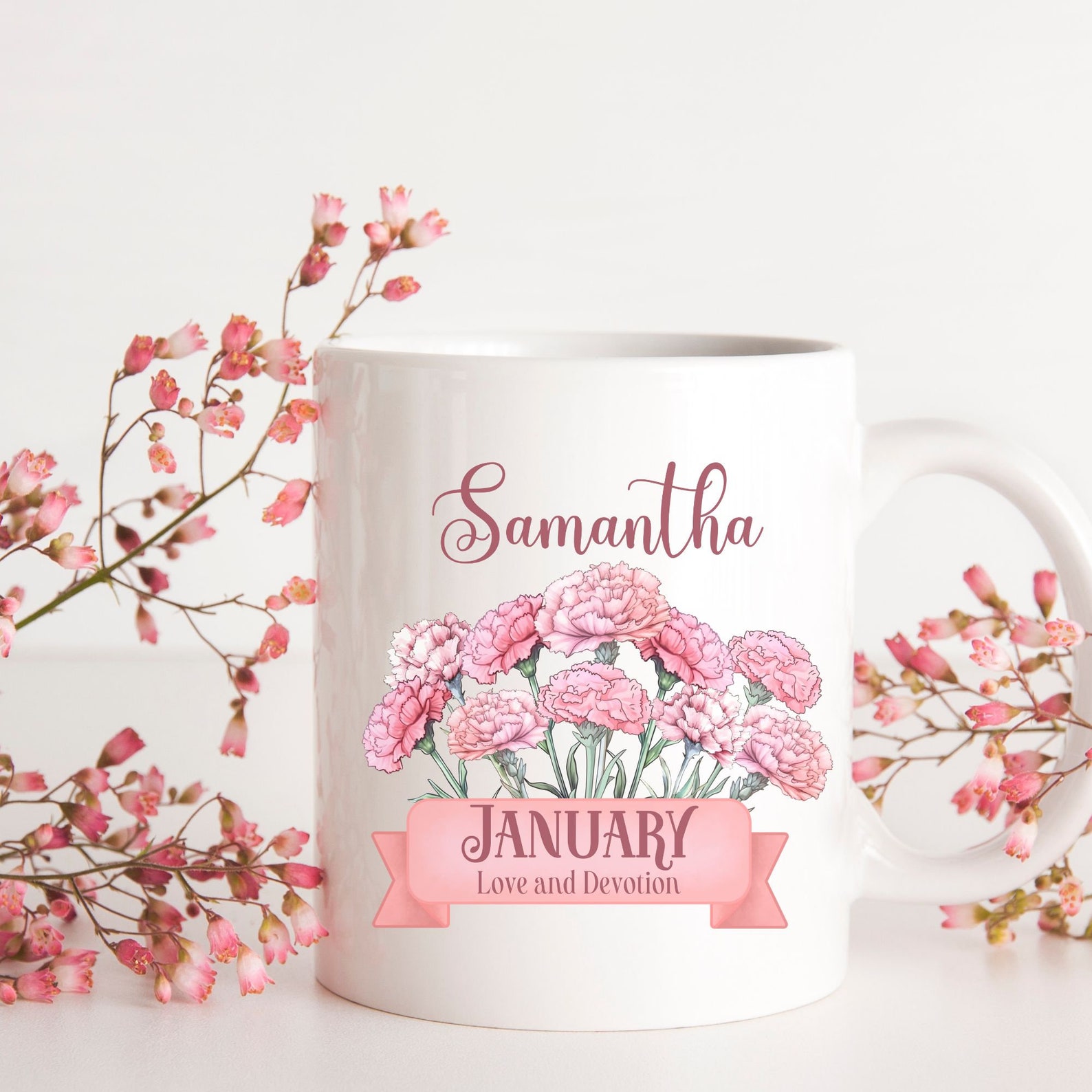 Personalized Birth Flower Mug Birth Flower Gift Bridesmaid - Etsy