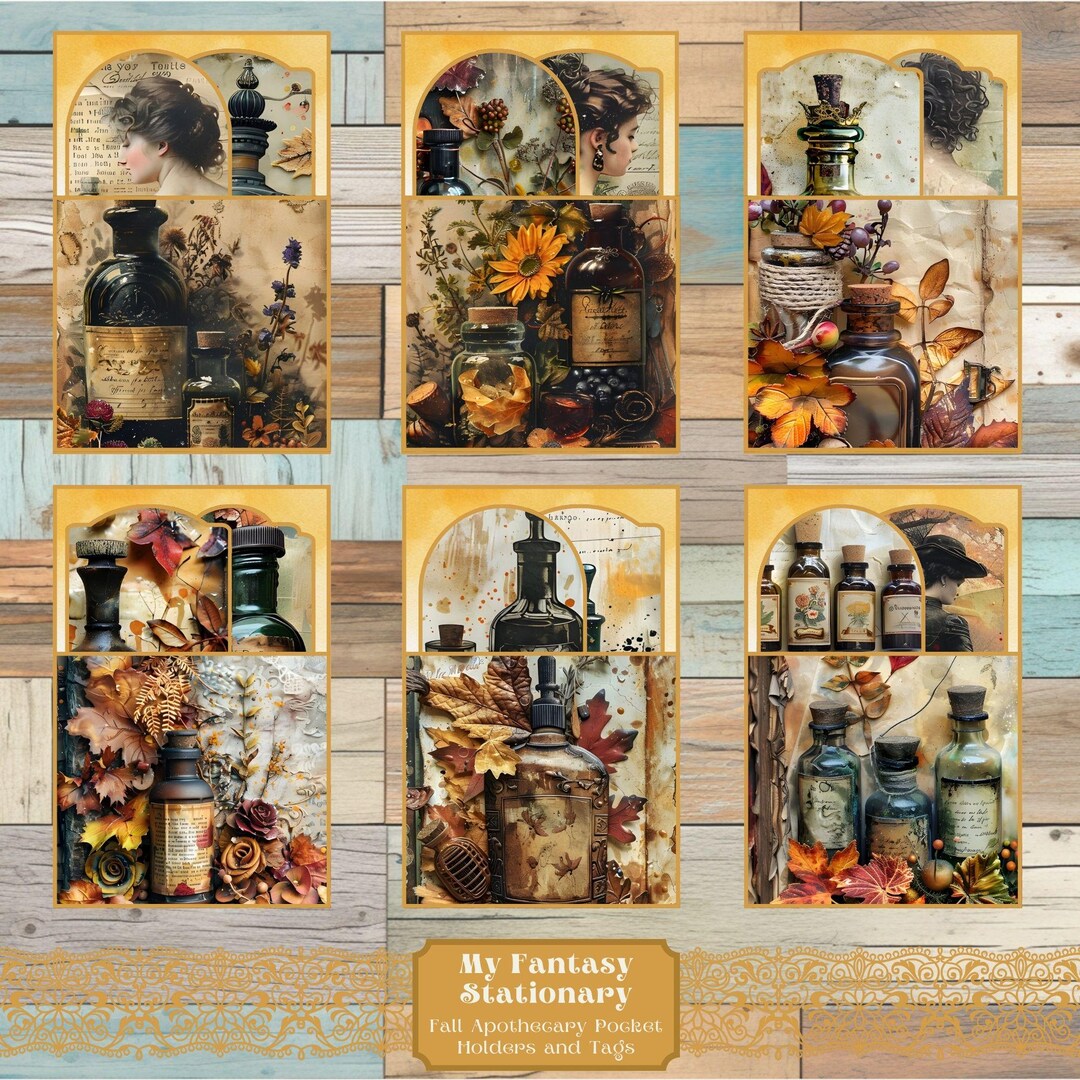 Fall Apothecary Pocket Tags, Printable Ephemera (PDF Pattern) - Etsy