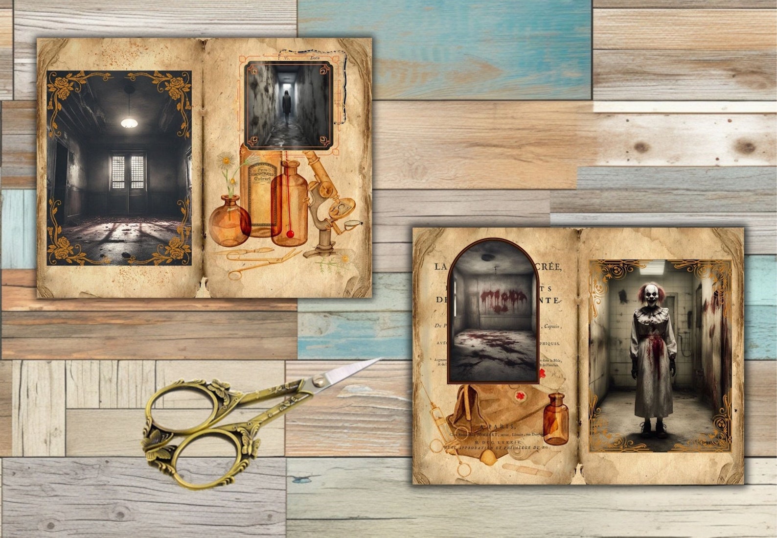 Haunted Asylum Junk Journal Digital Paper, 6 Digital Journal Pages ...