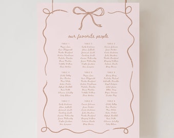 SEATING CHART Reception Signage Ribbon & Bow, Printable Wedding Table ...