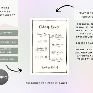 ORDER OF EVENTS - Reception Signage Hand-drawn Simple Border, Printable ...