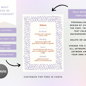 Hand Drawn Mini Wavy Border Dinner Party Menu, Rehearsal Dinner Menu ...