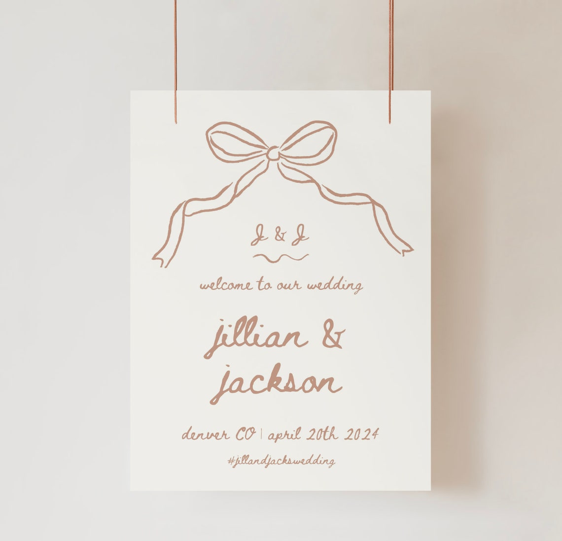 Welcome Party Sign Hand-drawn Bow Ribbon Template, DIY Birthday Party ...