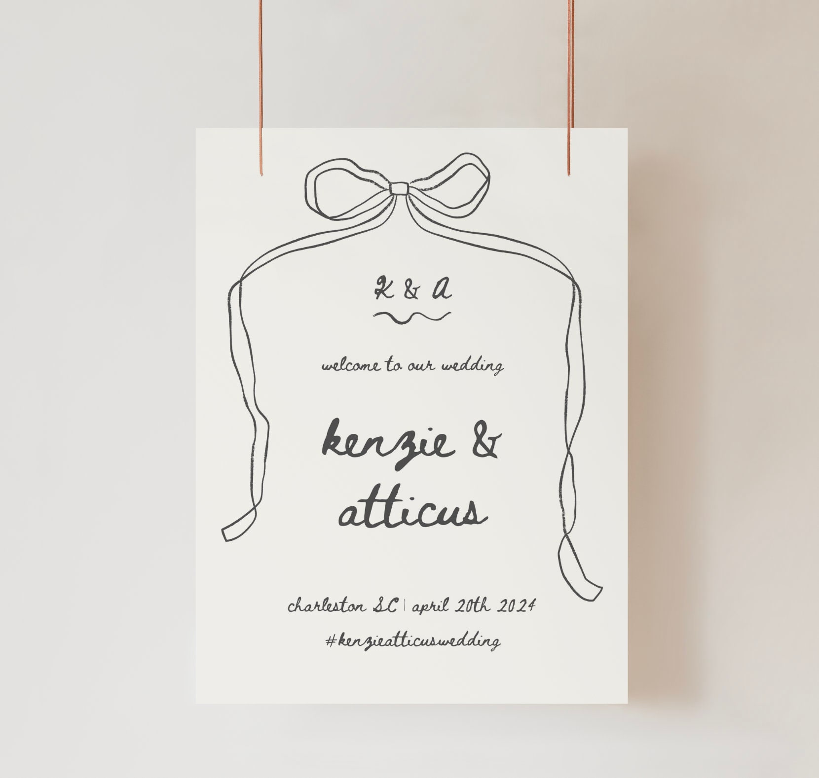 Welcome Party Sign Sweet Bow Ribbon Template, DIY Birthday Party Board ...