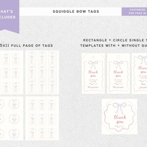 Party Favor Tags - Bow Ribbon Squiggle Template, DIY Printable Gift ...