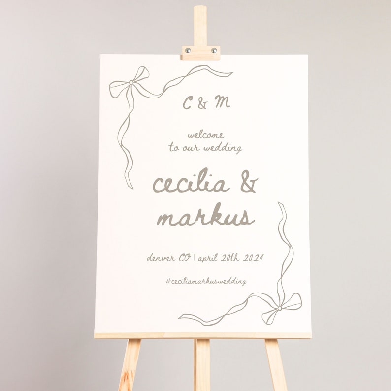 Welcome Party Sign - Ribbon Bow Template, DIY Birthday Party Board ...